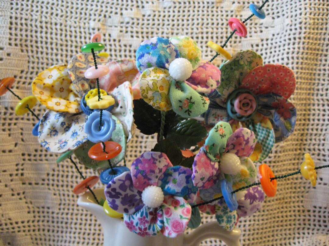 6 Multi Spring Colors Yoyo Flower Stems/5 Multi Color Button Sprays ...