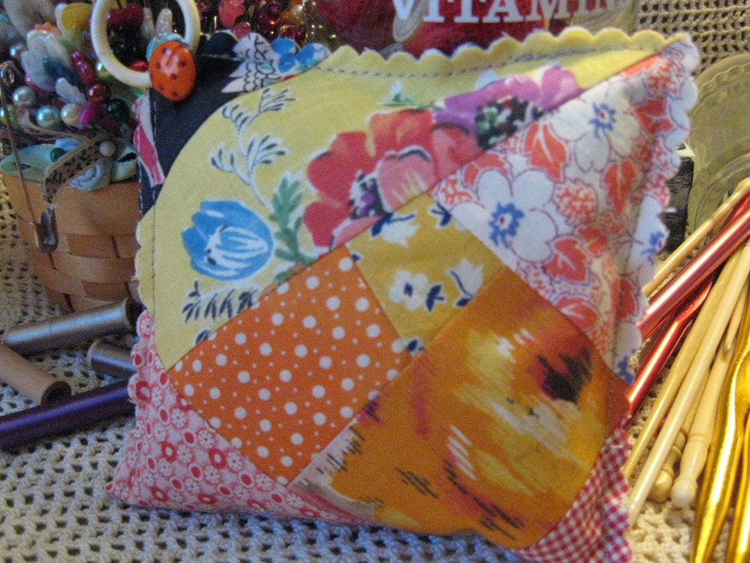 Sale/lavender Sachet Pincushion/crazy Quilt Block Pincushion/bone Ring ...