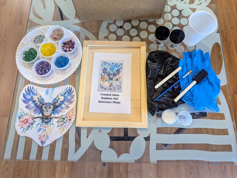Crushed Glass DIY Make It Yourself Art Kit Panel Owl - Etsy