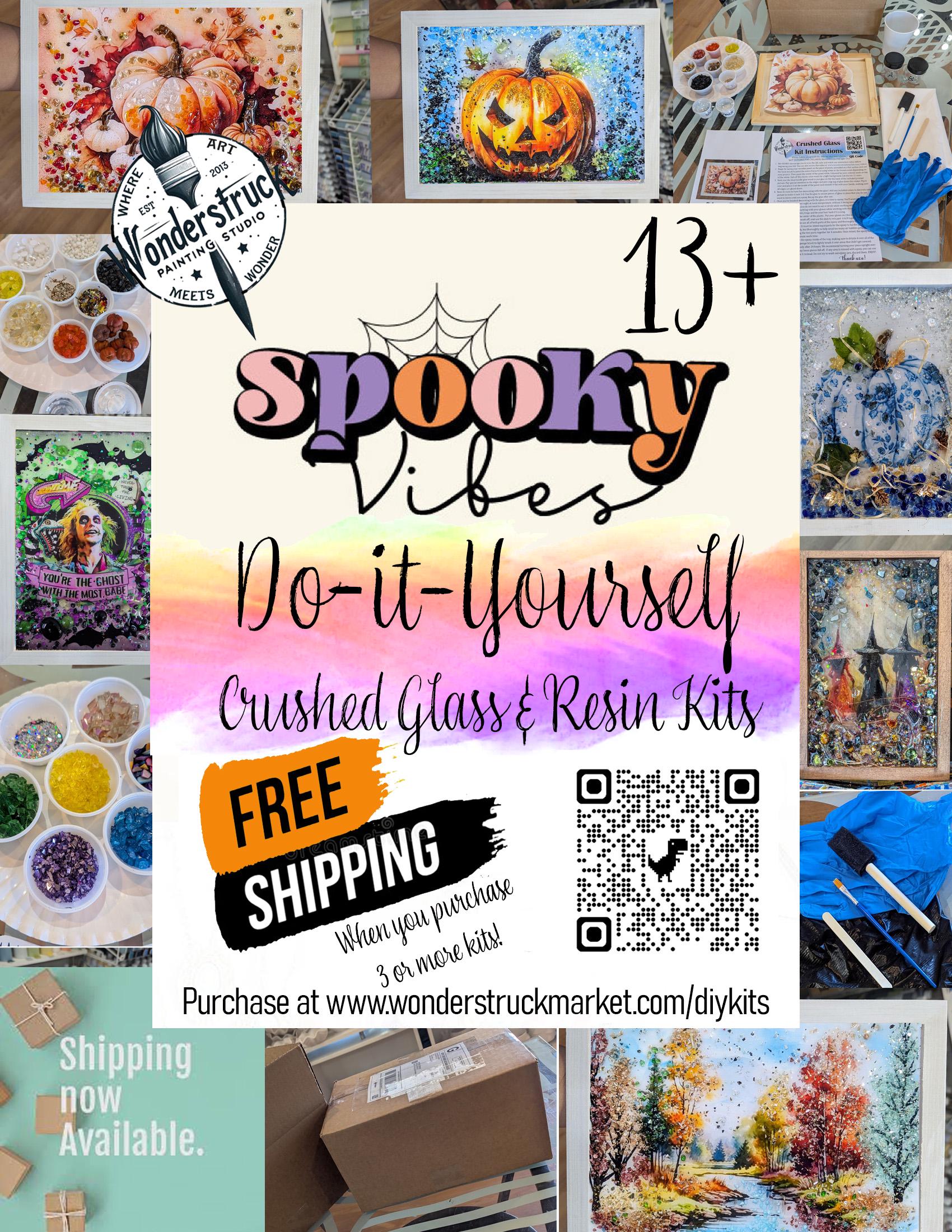 Crushed Glass DIY Make It Yourself Art Kit Panel Fall Blue Floral ...