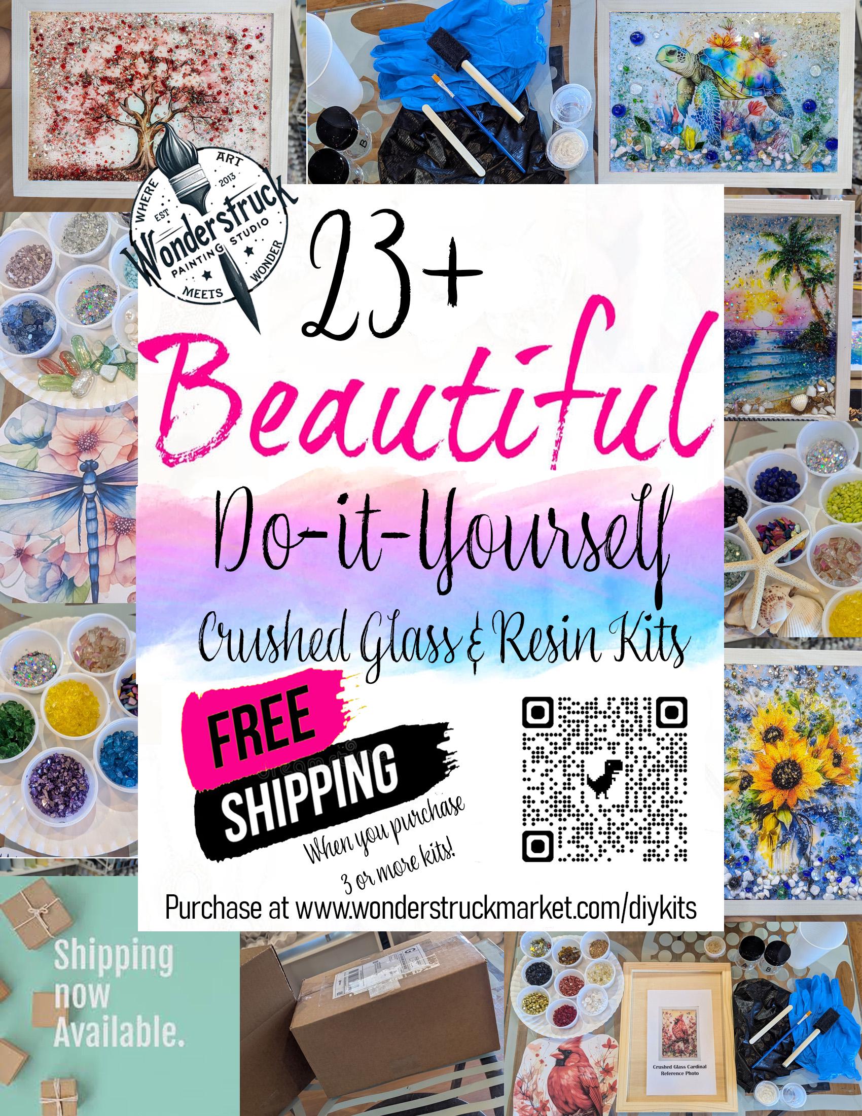 Crushed Glass DIY Make It Yourself Art Kit Panel Palm Island Sunset - Etsy
