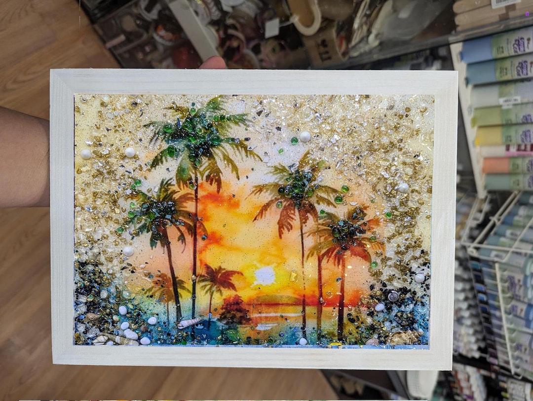Crushed Glass DIY Make It Yourself Art Kit Panel Palm Island Sunset - Etsy
