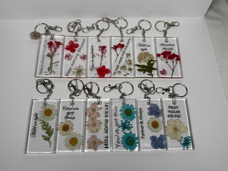 Personalized Keychain Gift – Dried Flowers, or Quote Memory Keepsake - Etsy