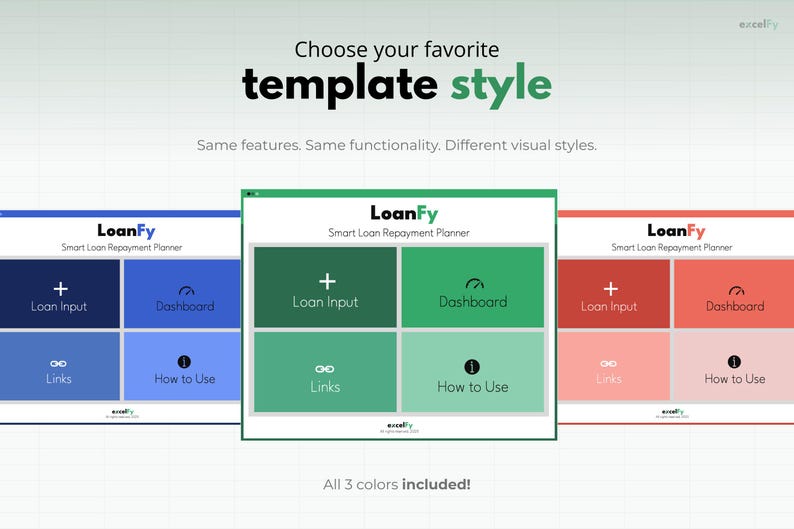 Excel and Google Sheets Loan Repayment Planner | Amortization and Debt ...