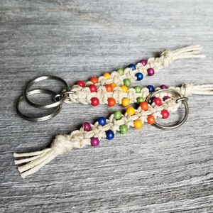 Rainbow Bead Hemp Keychain - Etsy