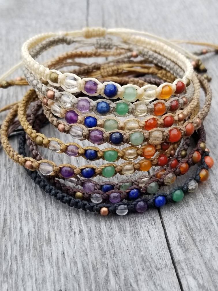 Macrame Chakra Bracelet - Etsy