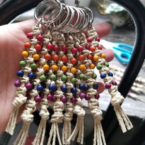 Rainbow Bead Hemp Keychain - Etsy Canada