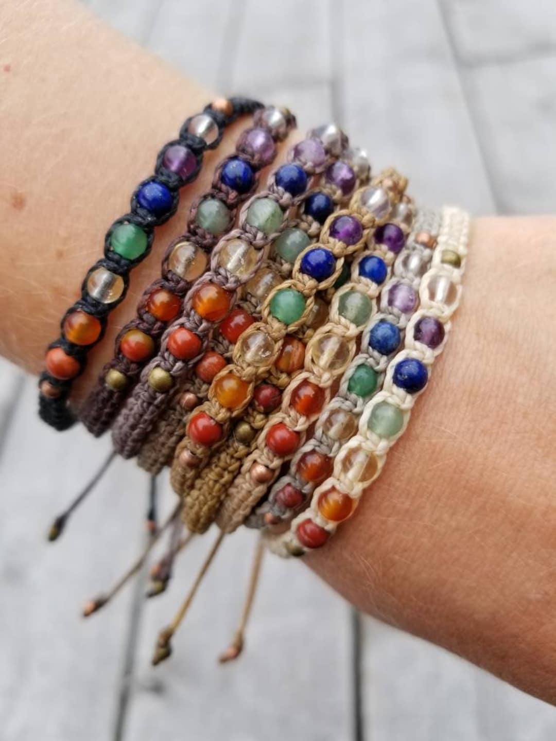 Macrame Chakra Bracelet - Etsy
