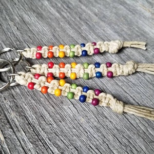 Rainbow Bead Hemp Keychain - Etsy Canada