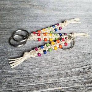 Rainbow Bead Hemp Keychain - Etsy Canada