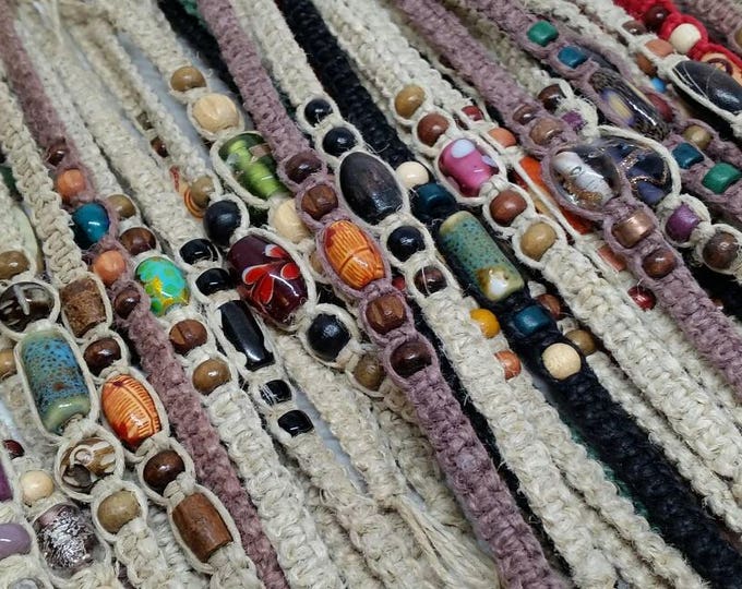 Hand Made Hemp Macrame Anklet With Cowrie Shells, Bohemian Gypsy - Etsy