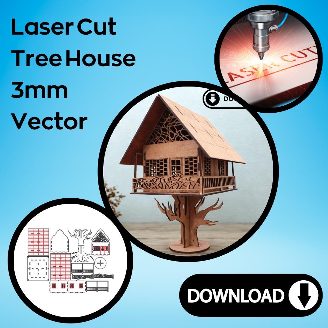 Laser Cut Wooden Tree House Vector Files (digital Download) - Etsy