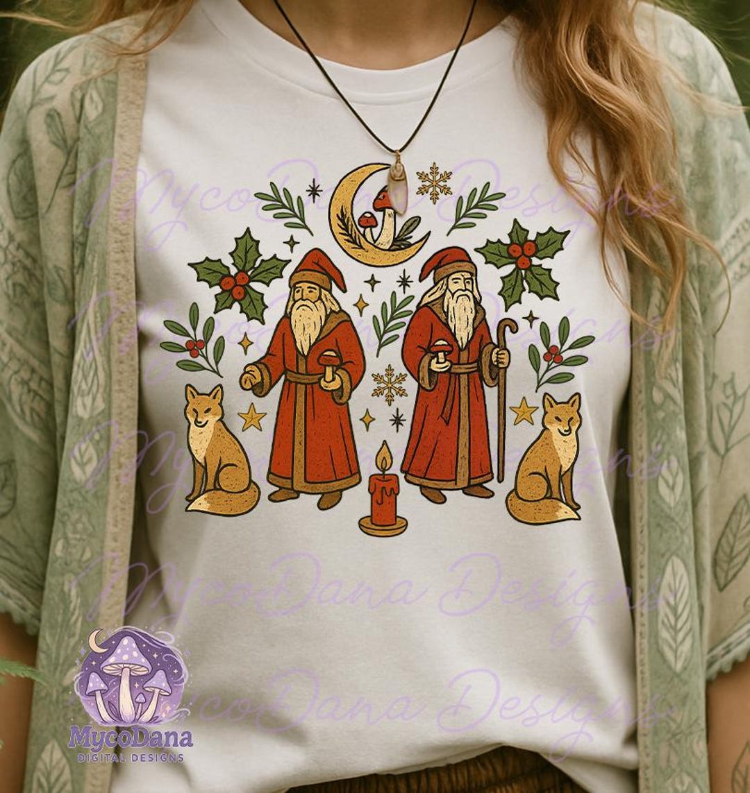 Pagan Shaman Yule | Witchy Christmas PNG | Amanita Mushroom Santa Folk ...