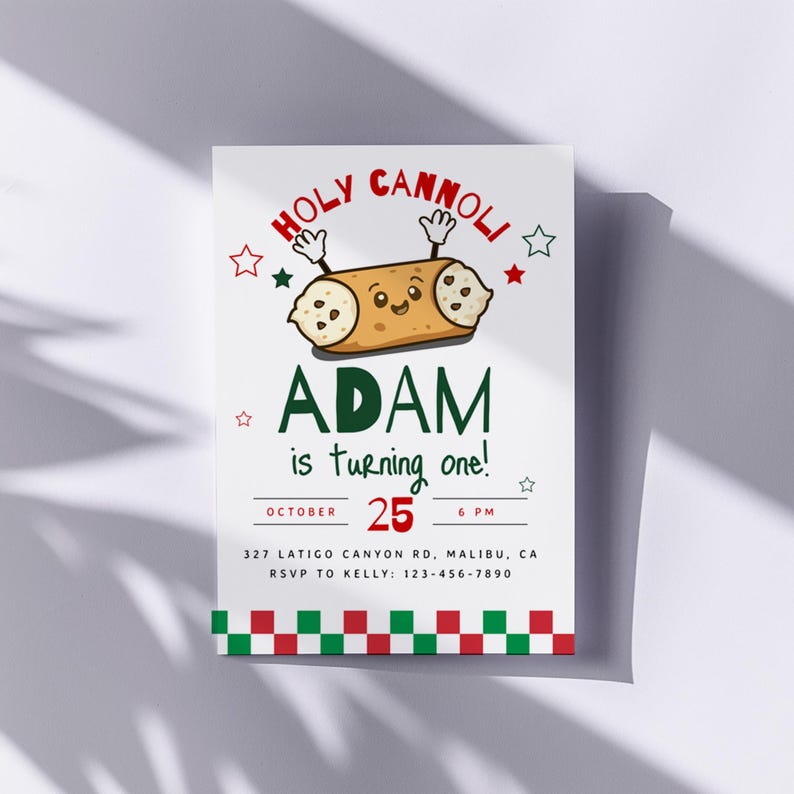 Holy Cannoli First Birthday Invitation | Bakery Theme (digital Download ...