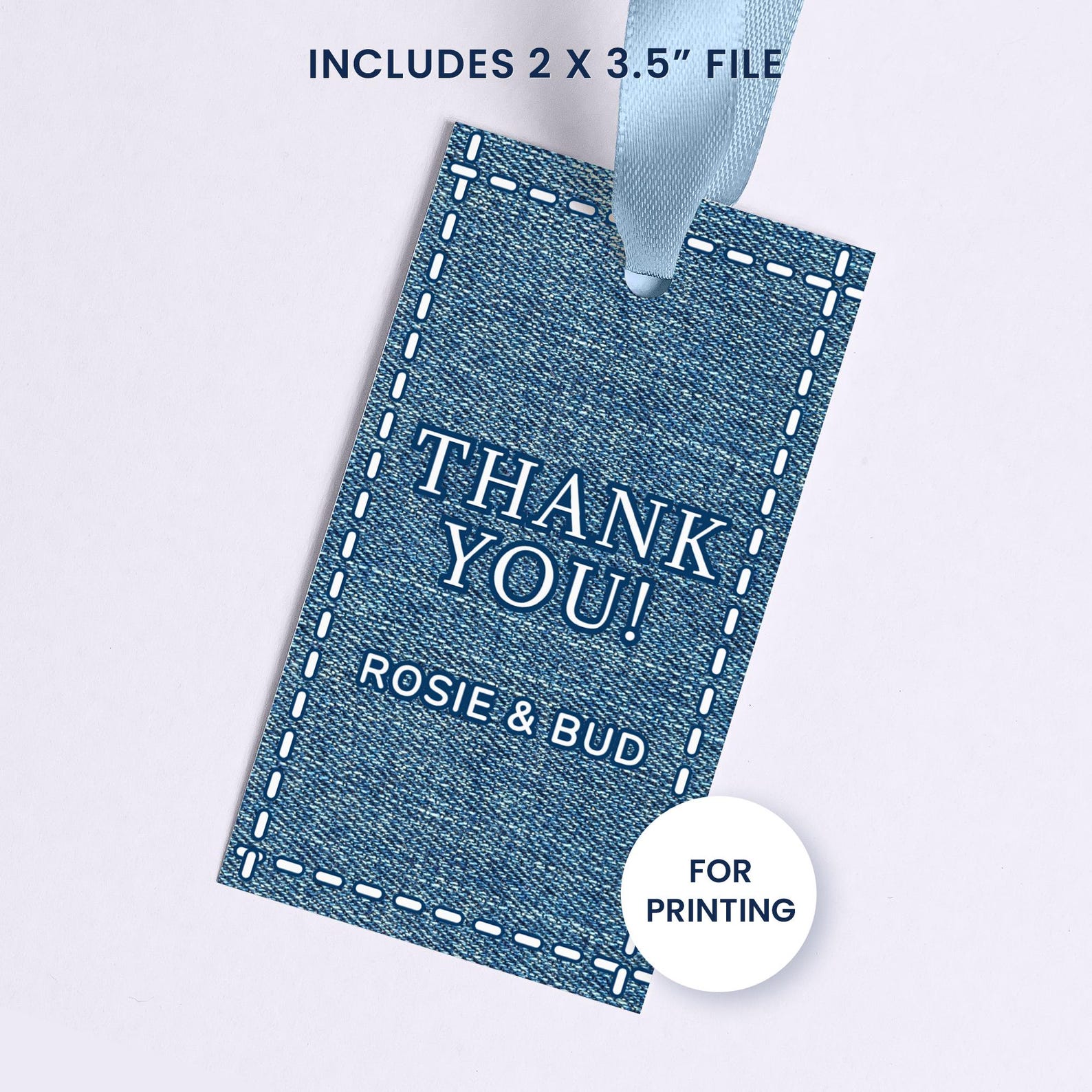 Denim Thank You Tags | Light Blue Jean Favor Labels (digital Download ...