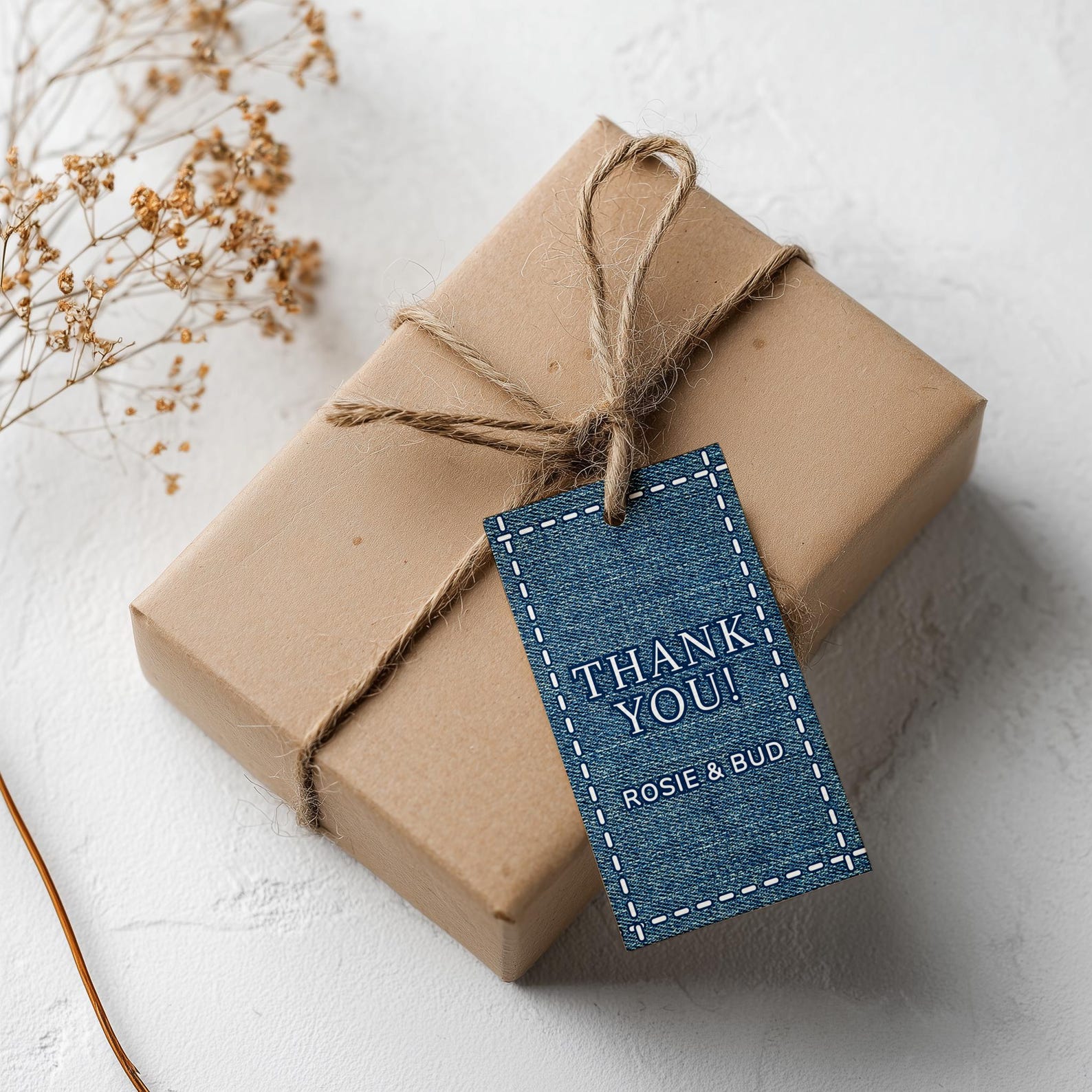 Denim Thank You Tags | Light Blue Jean Favor Labels (digital Download ...