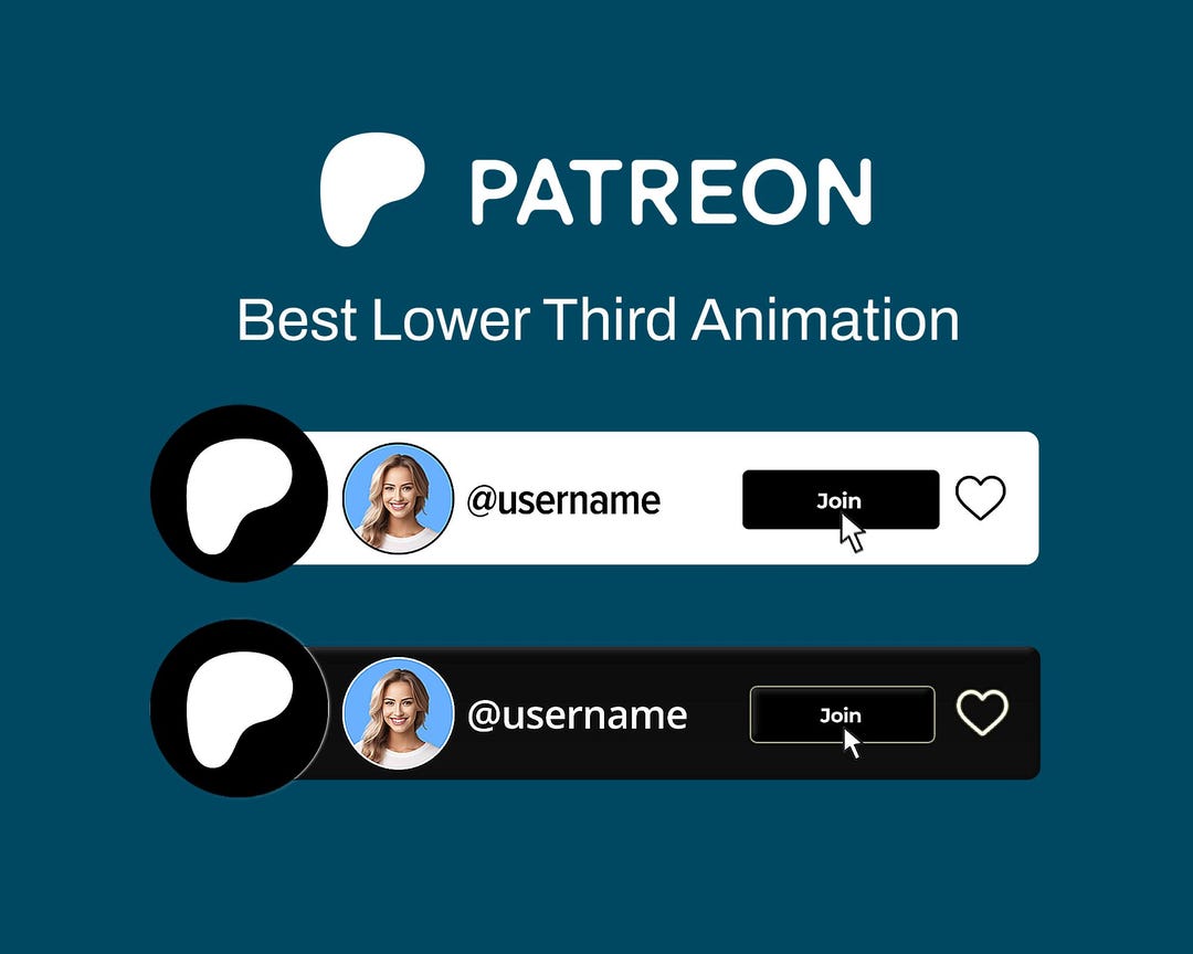 Custom Animated Patreon Follow Button Overlay – Black & White Lower ...