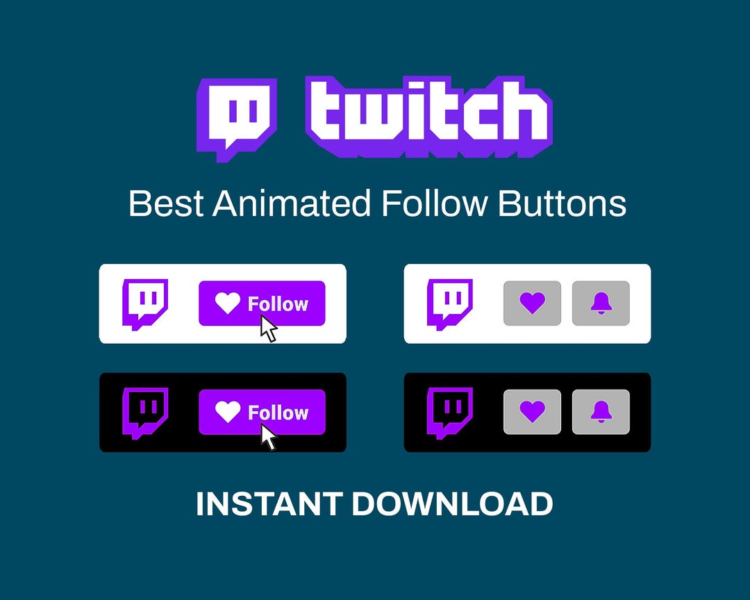 Animated Twitch Follow Button Overlay – With Transparent Background ...