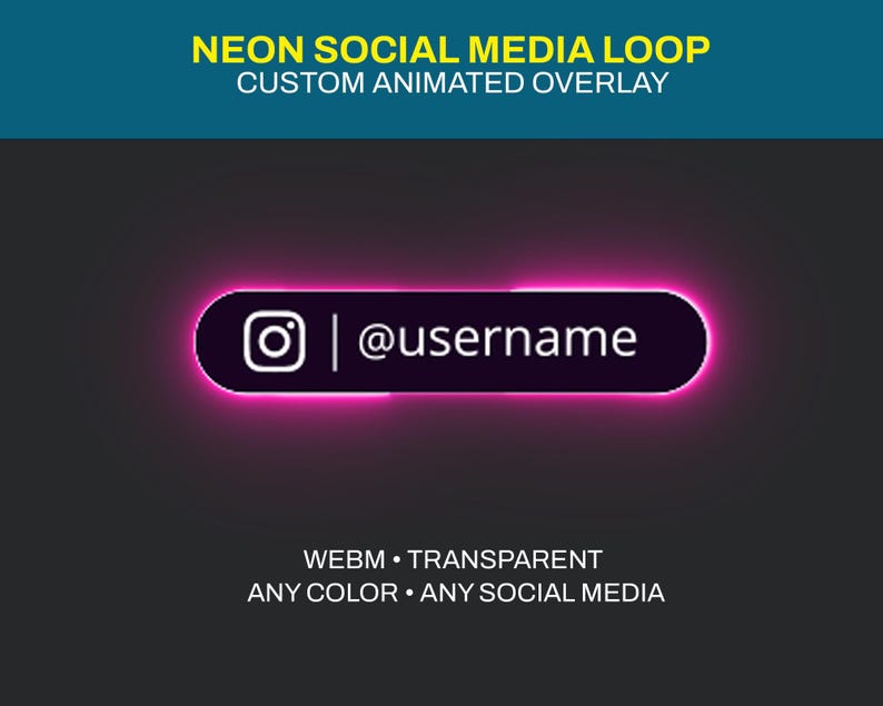 Custom Neon Social Media Looping Animation for Twitch Tiktok Discord ...