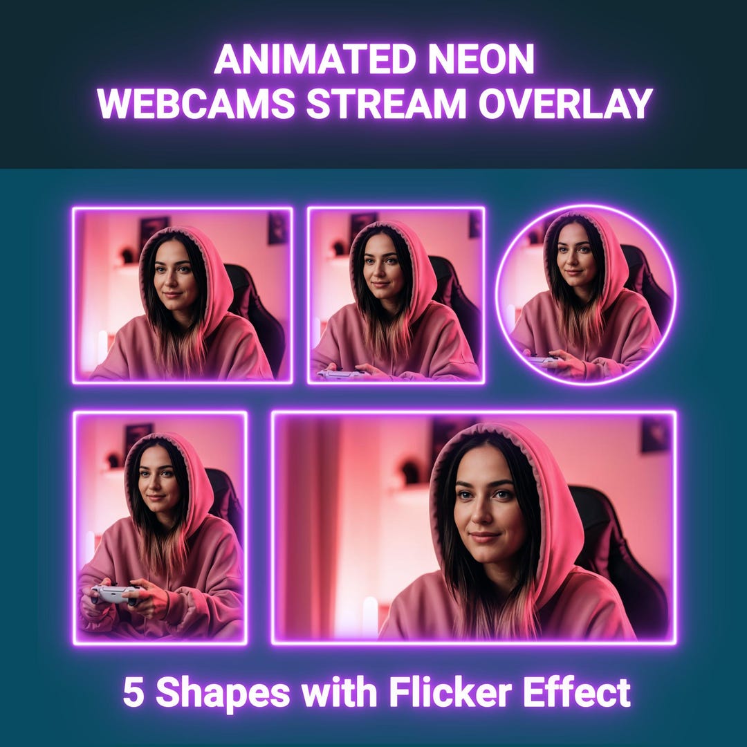 Animated Neon Webcam Overlay With Mask: Purple Stream Overlay (webm ...
