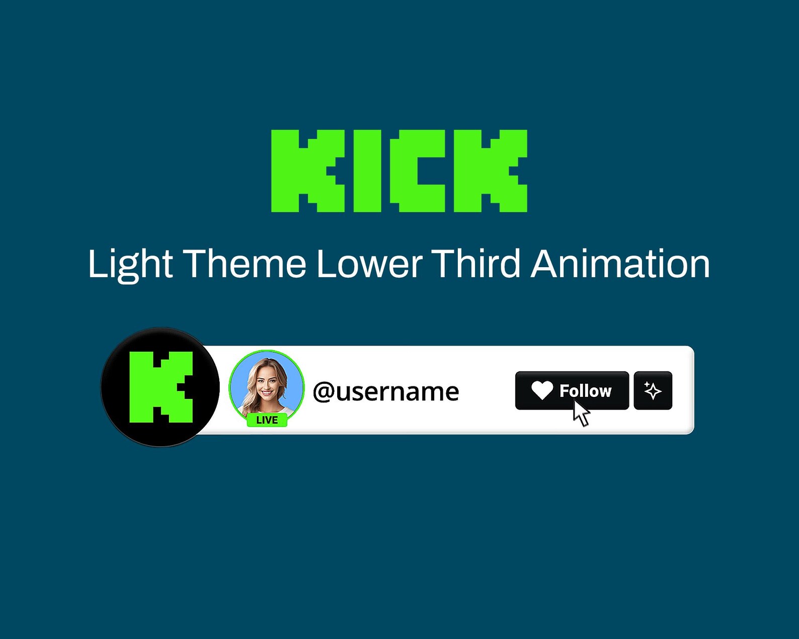 Animated Kick Follow Button Stream Overlay: Custom Social Media Lower ...