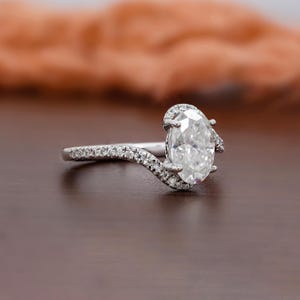 Oval Cut Lab Diamond Bypass Ring, Encircle Bypass Ring, East to West ...