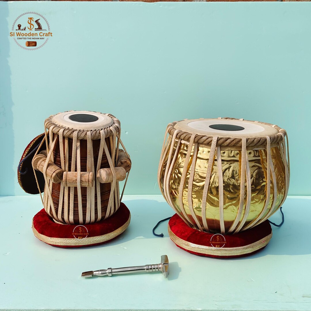 Handmade Teak Wood Tabla Drum Set | Copper Bayan, Indian Percussion - Etsy