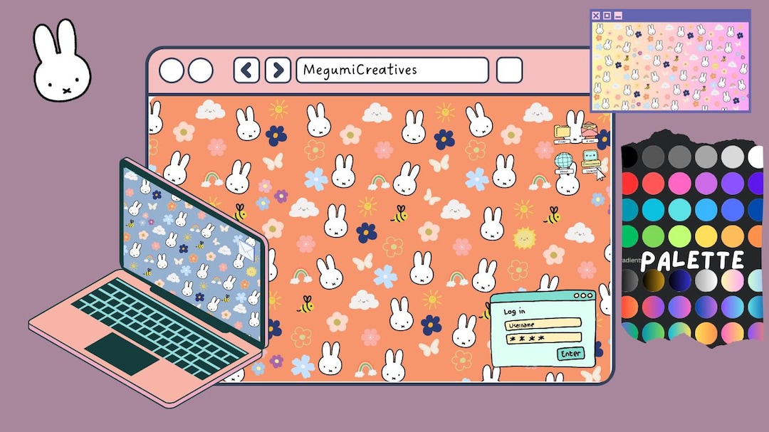 Miffy-inspired Desktop Wallpaper | Cute Wallpaper | Miffy | Pastel ...