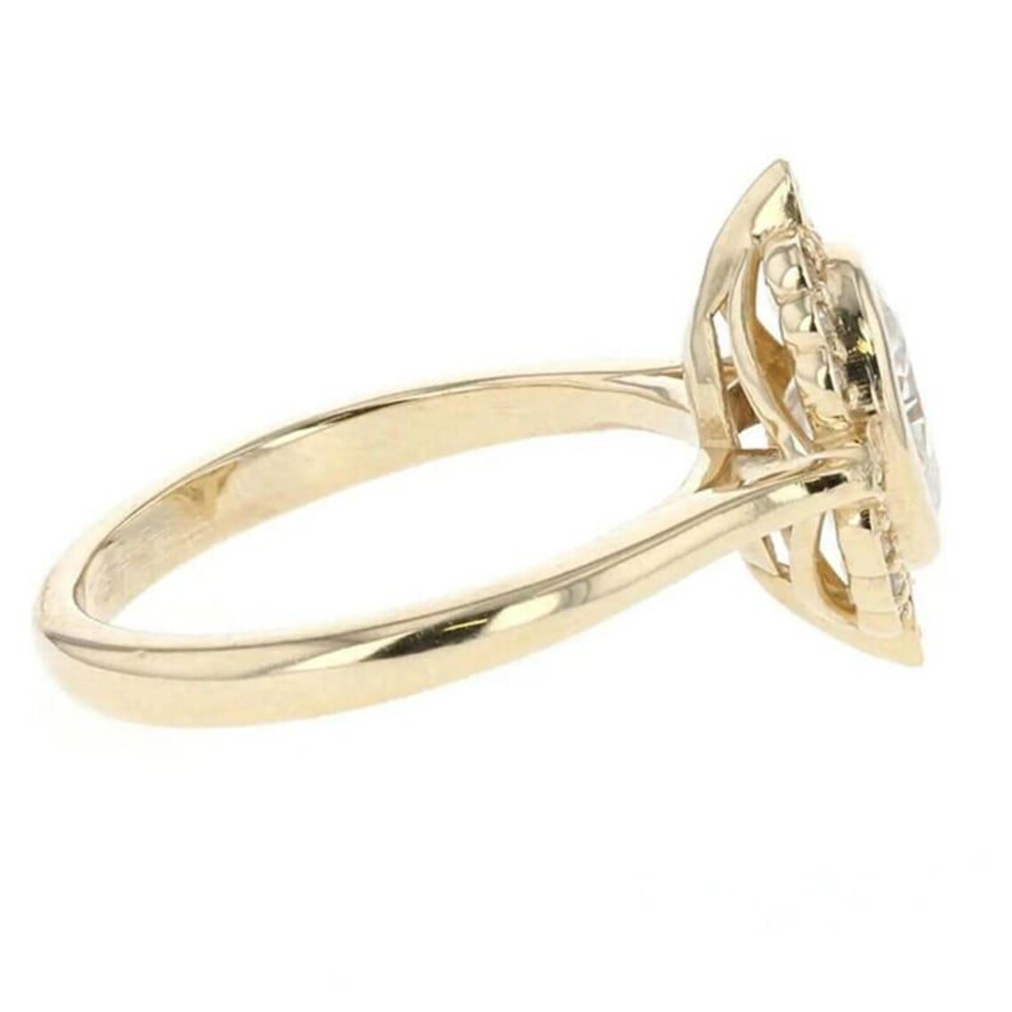 Bezel Set Wedding Ring, Antique Halo Ring, 2.00 CT Oval & Round Cut ...