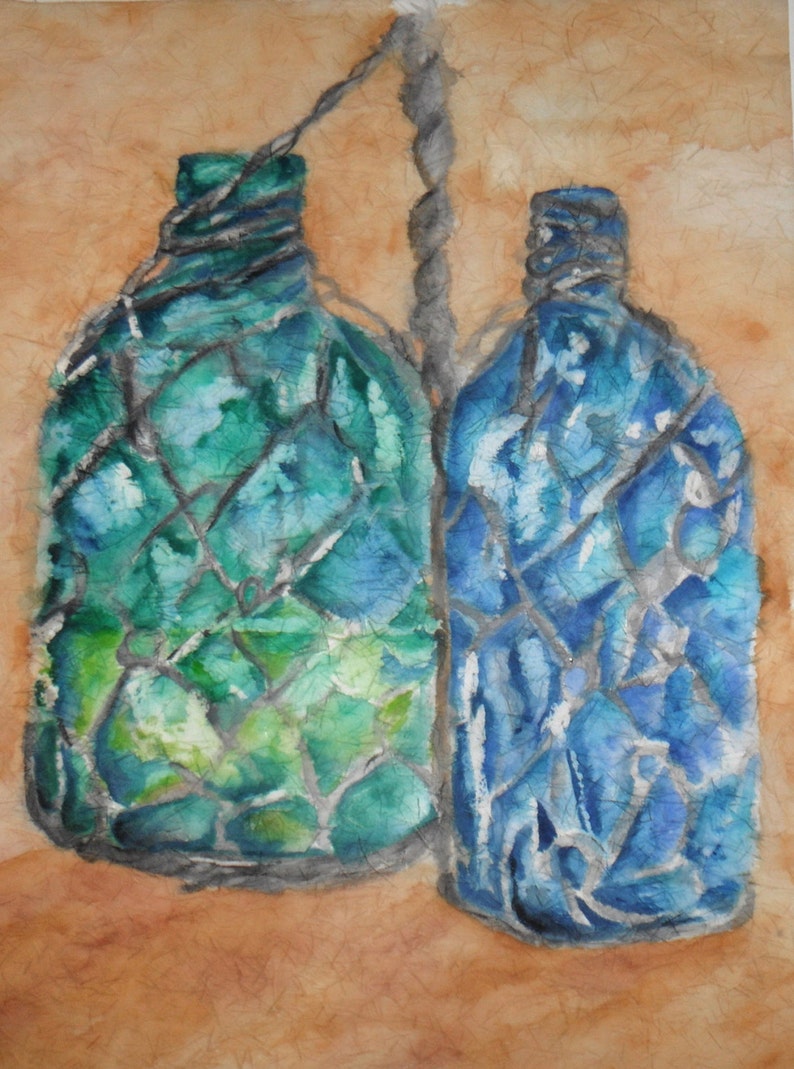 Original Watercolor Batik Painting on Rice Paper water - Etsy UK