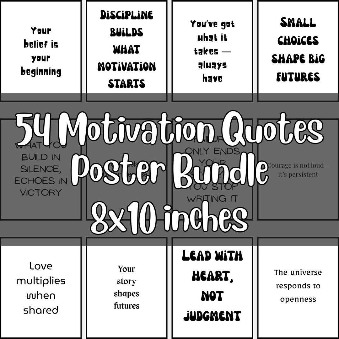 54 Inspirational Quotes Poster Bundle, Gallery Wall Art (digital ...