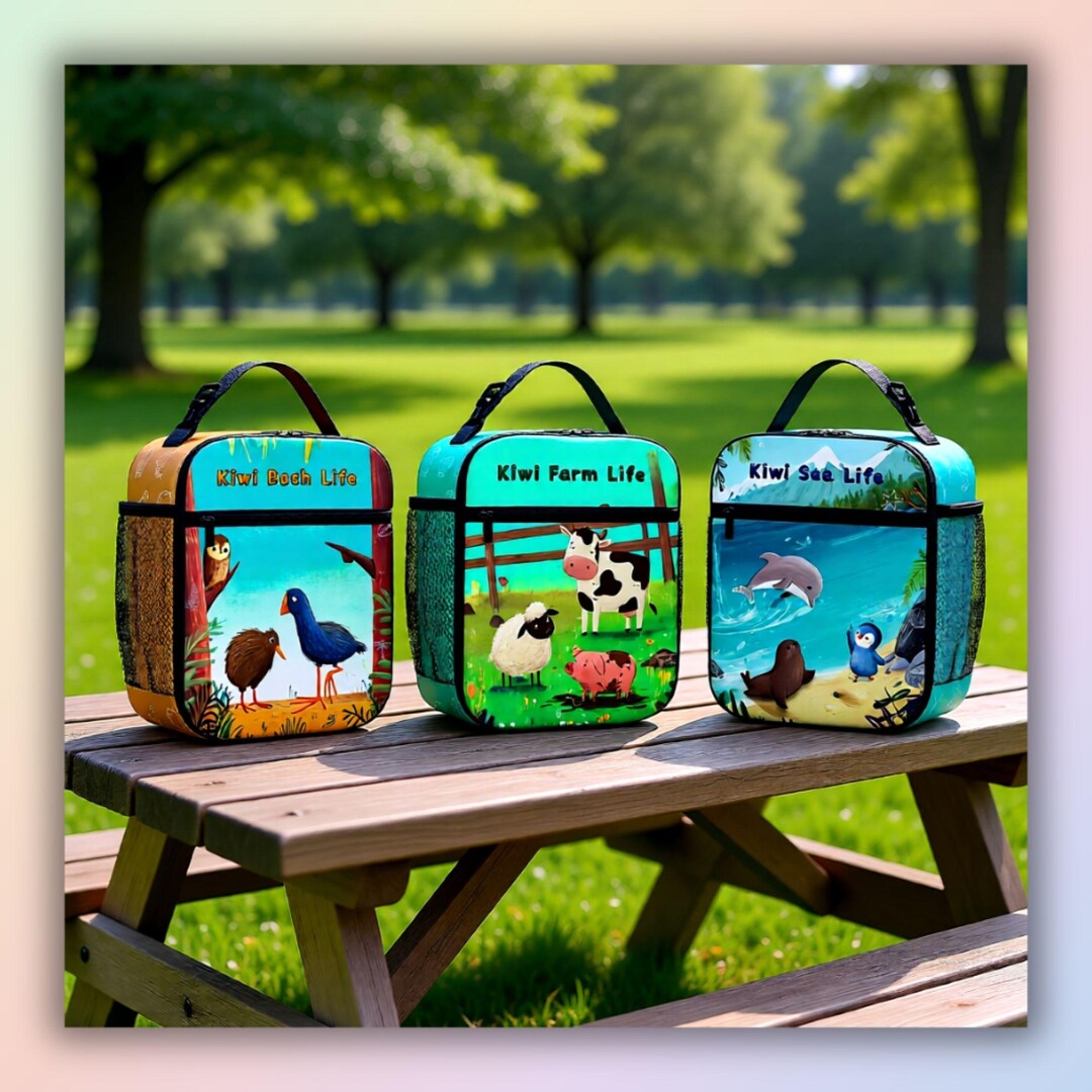 Personalize New Zealand Children Lunch Bag Unique Kiwi Bush Farm Sea ...