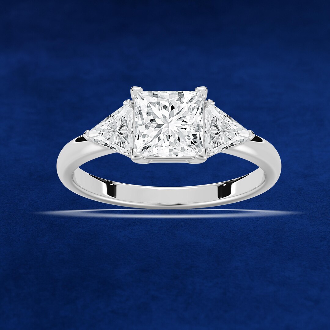 Princess Cut With Trillion Side Stones