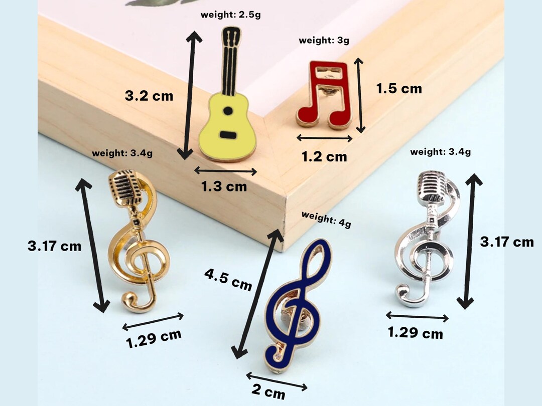 Music Note Enamel Pin: Guitar, Microphone & Piano Brooch - Etsy