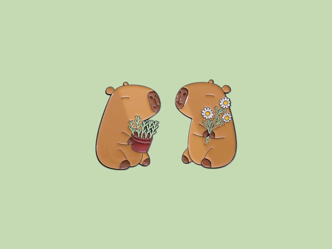 Cute Capybara Couple Enamel Pins – Friendship Gift - Etsy