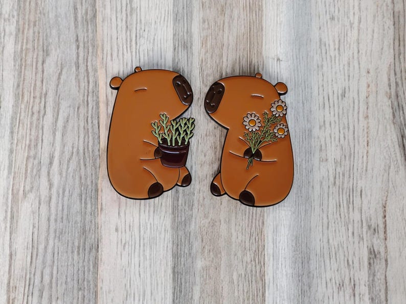 Cute Capybara Couple Enamel Pins – Friendship Gift - Etsy