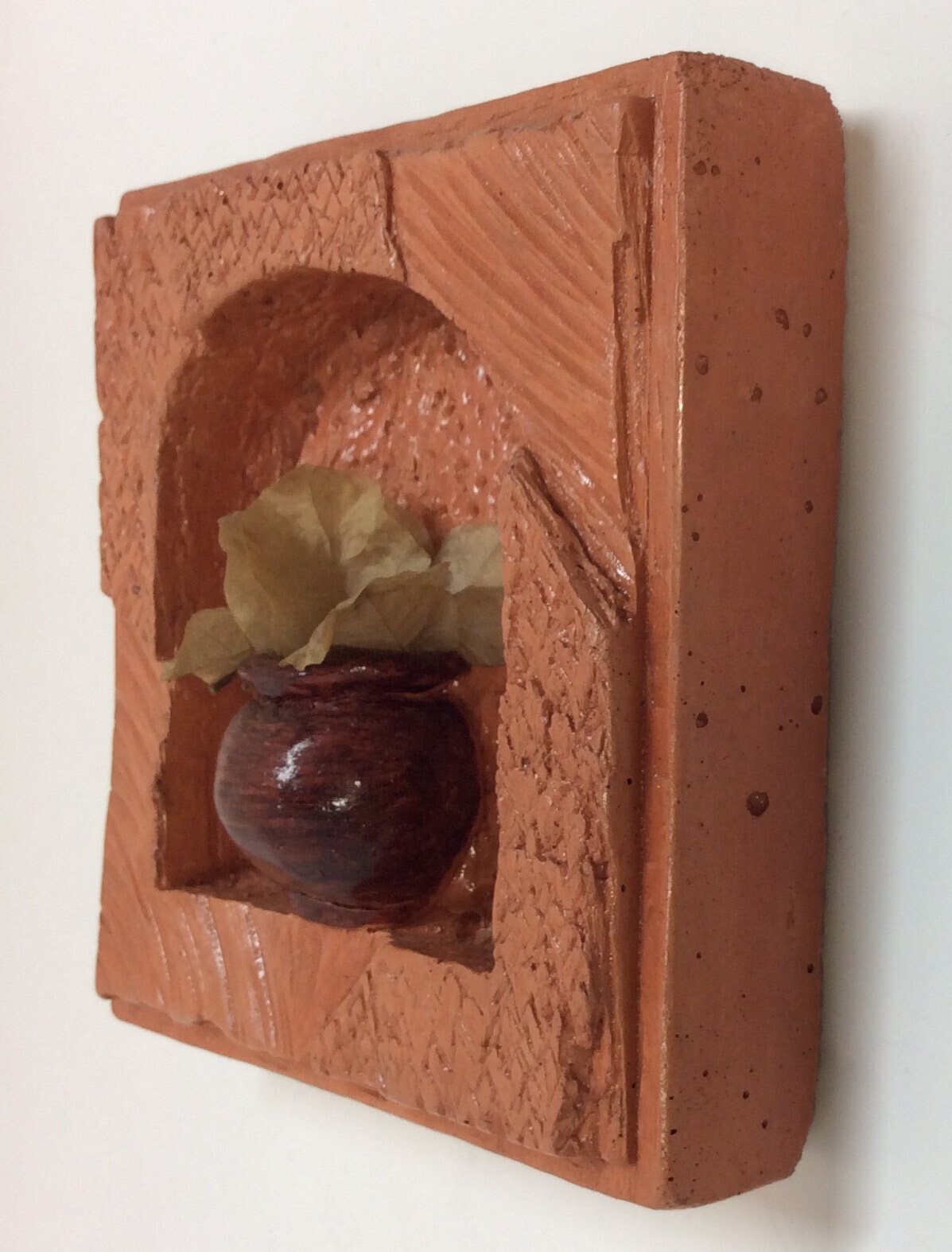 Cast Stone Flower Pot Block Original Signed Wall Sculpture - Etsy