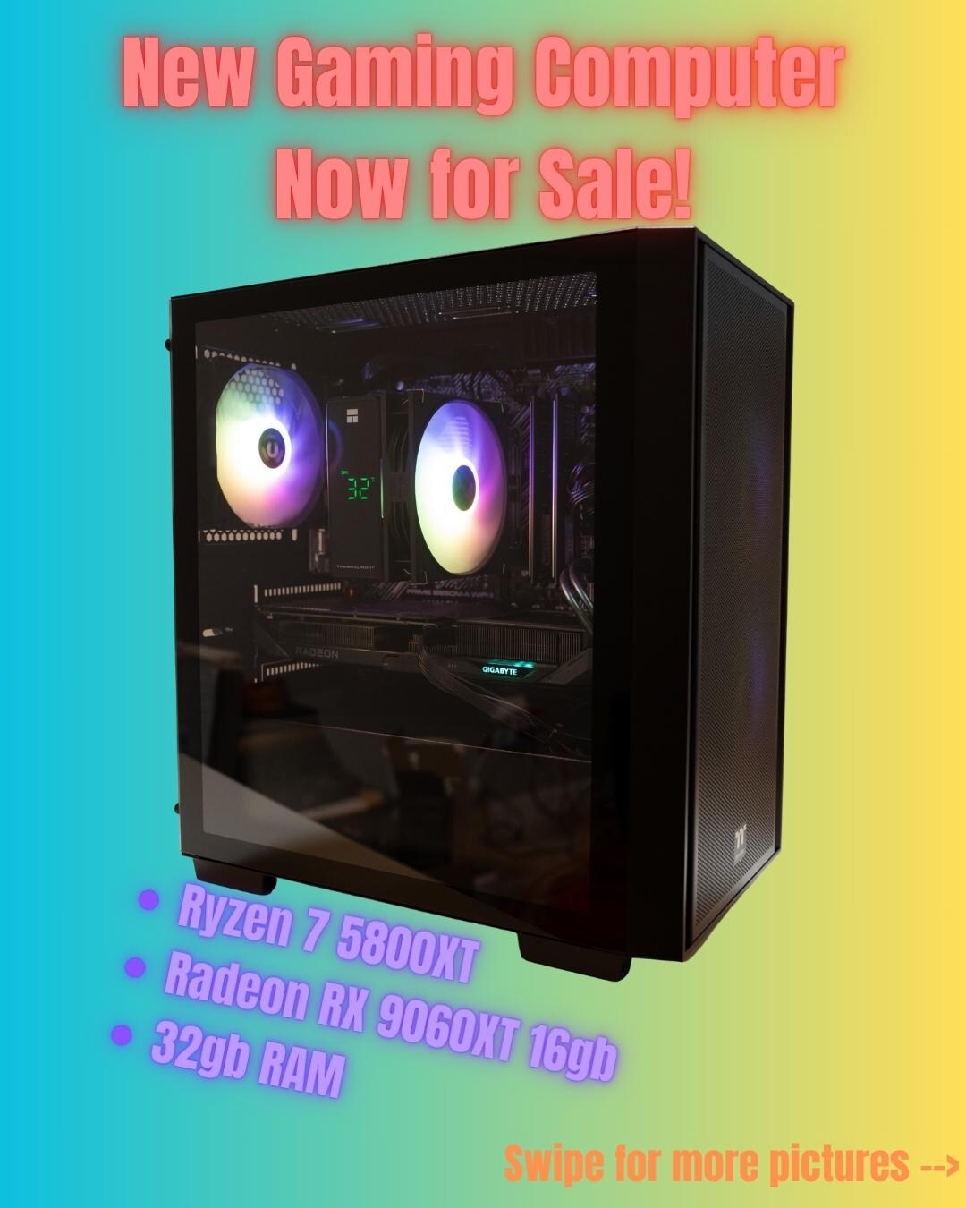 Brand New Gaming PC – Ryzen 7, Rx 9060 Xt, 32GB Ram, 1TB SSD, Win 10 ...