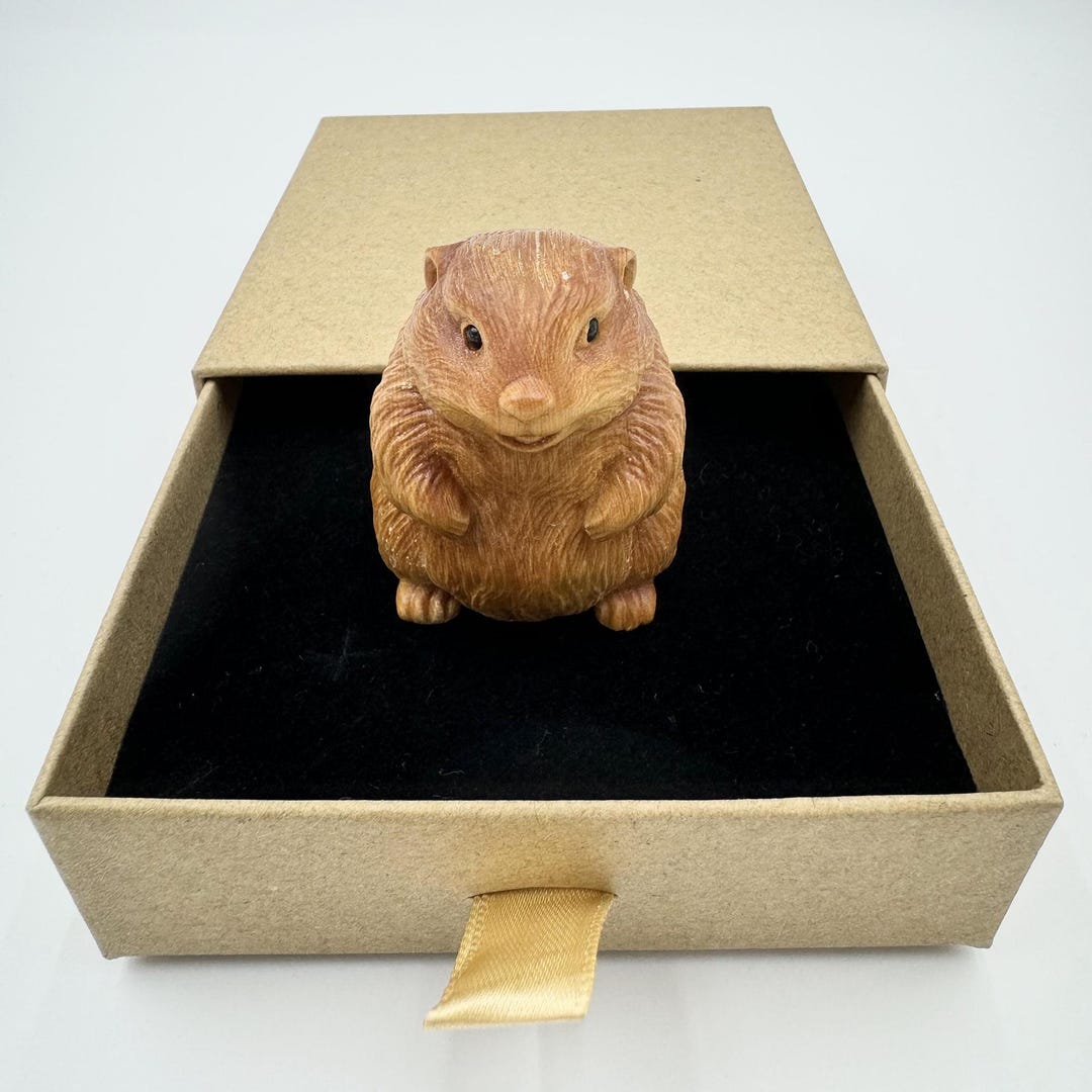 Handmade Wooden Groundhog Statue Ornament, Handicraft Wood Cute ...