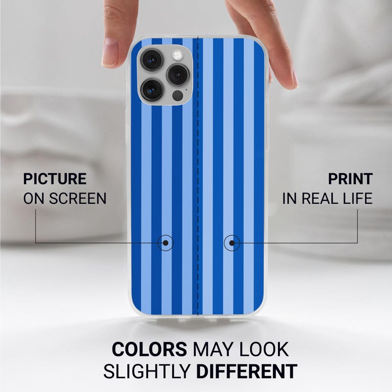 Blue Stripe Phone Case Minimal Line Cover for iPhone 16, 15, 14, 13, 12 ...