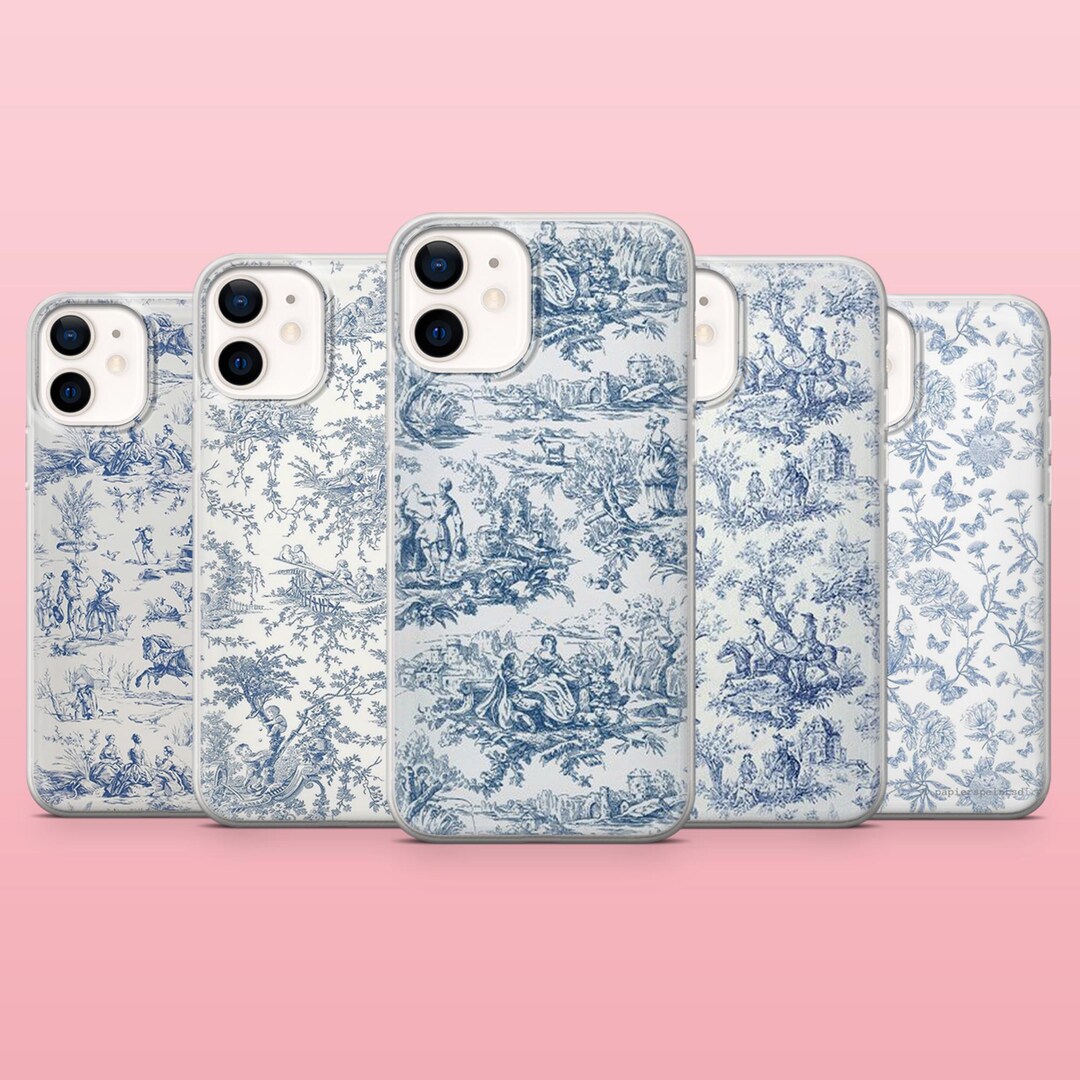Blue Toile Phone Case French Pattern Toile Print Cover for iPhone 16 ...