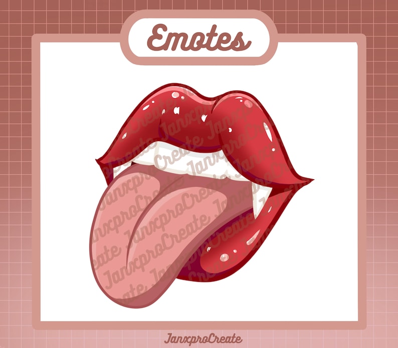 Tongue Vampire Lips Twitch Emote | Cheeky | Sassy | Gaming | Stream ...