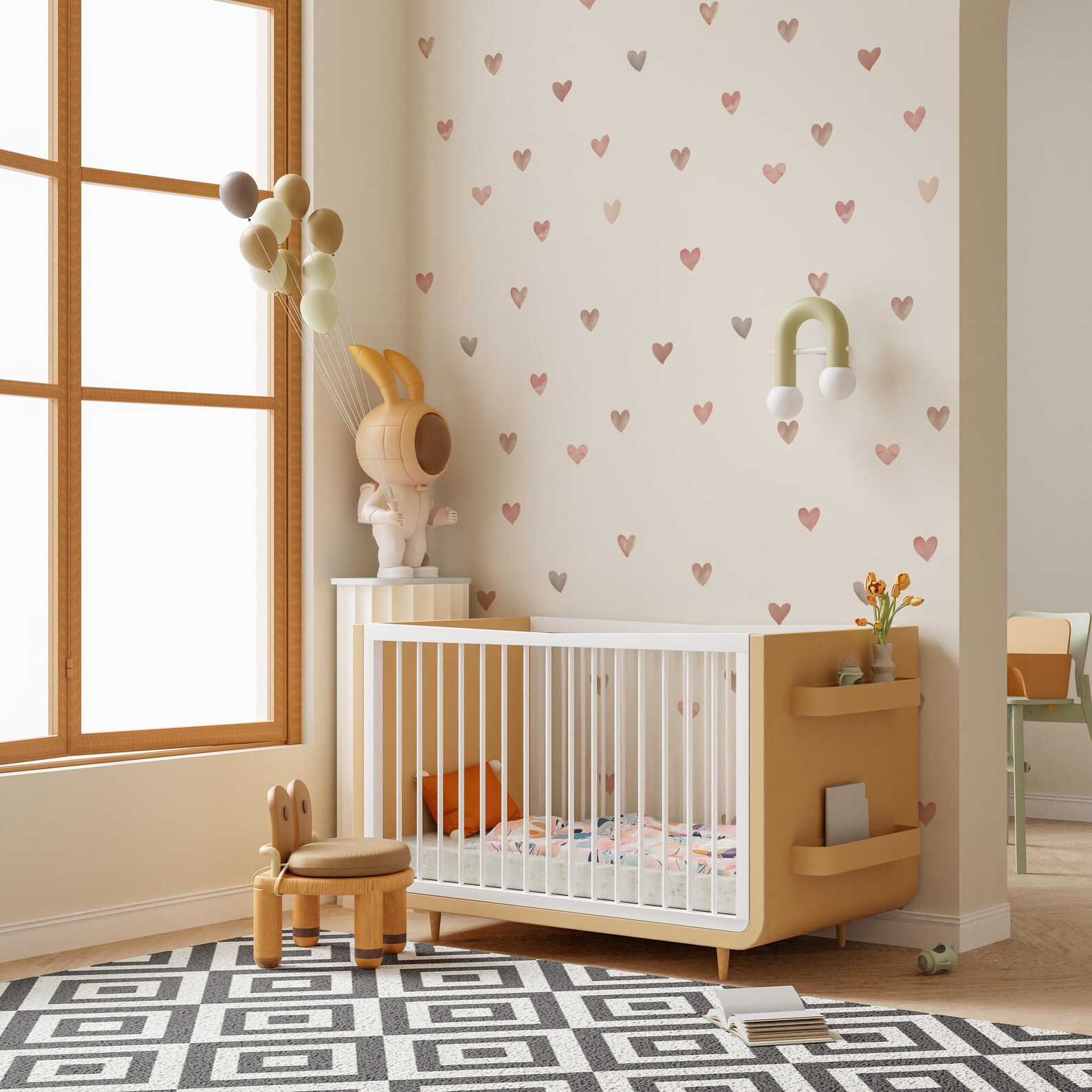 Earth Tone Hearts Wall Decals: Watercolor Nursery Decor, Removable ...