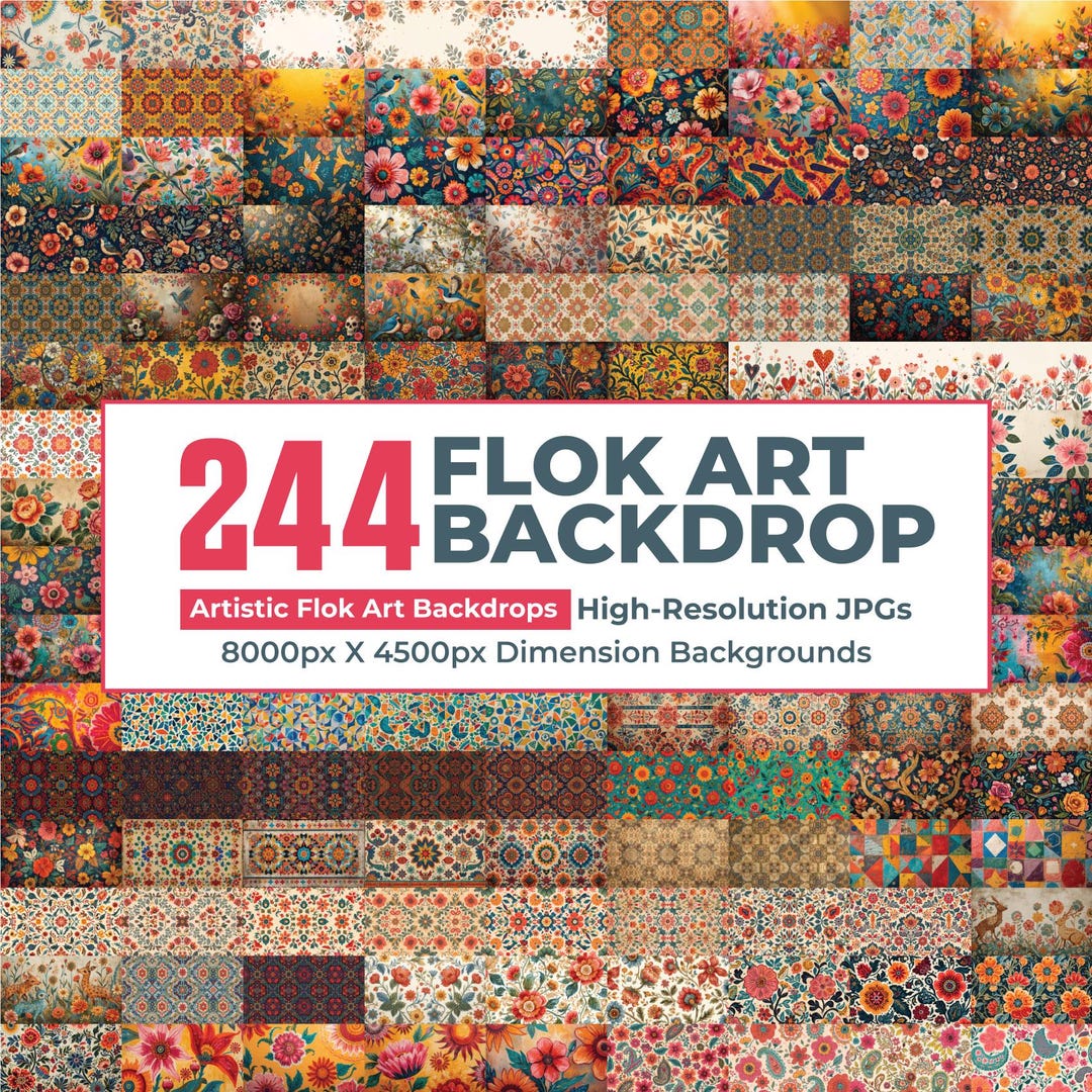 244 Mexican Folk Art Backdrop Bundle, Global Wedding Folk Art Backdrop ...