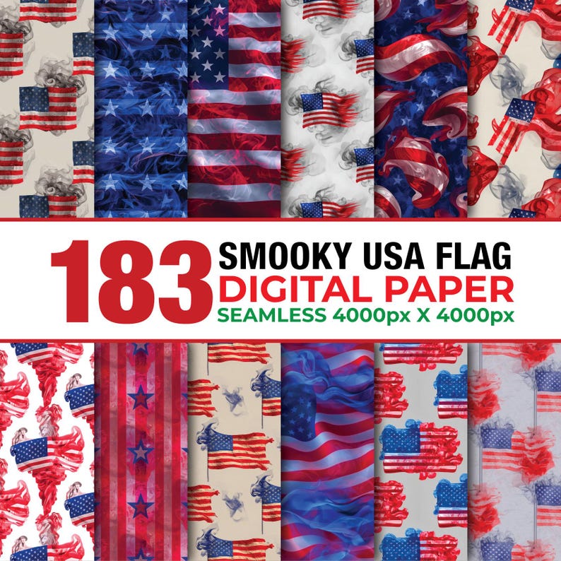 183 Smokey American Flag Seamless Digital Paper, America Flag Texture ...
