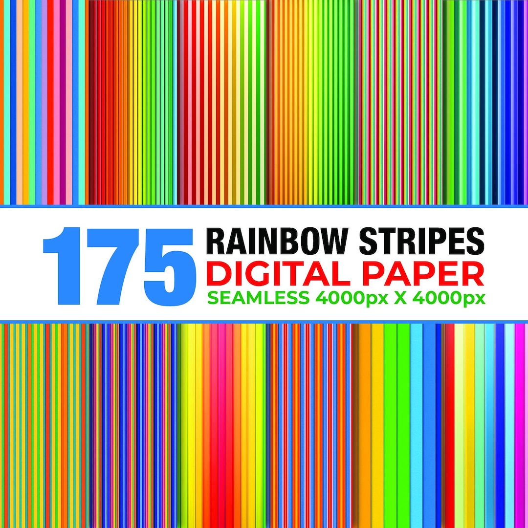 175 Rainbow Stripes Seamless Digital Paper, Sparkly Glitter Stripes ...