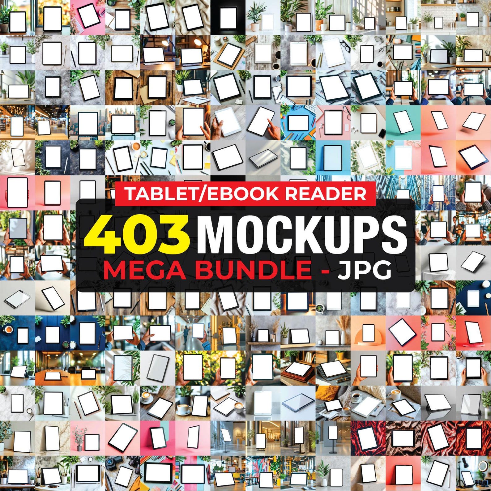 403 Tablet Mockup Bundle, Ebook Tablets Mockup, Device Mockup, Digital ...