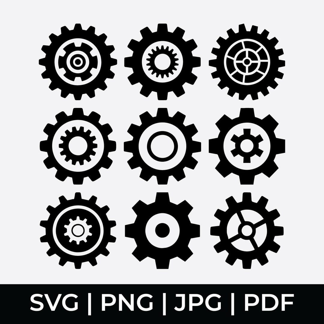 Gears SVG Bundle, Metal Gears SVG Bundle, Gears PNG Bundle, Steampunk ...