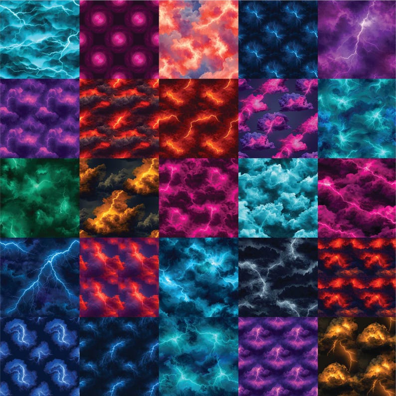 233 Lightning Seamless Digital Paper, Crackling Energy Digital Papers ...