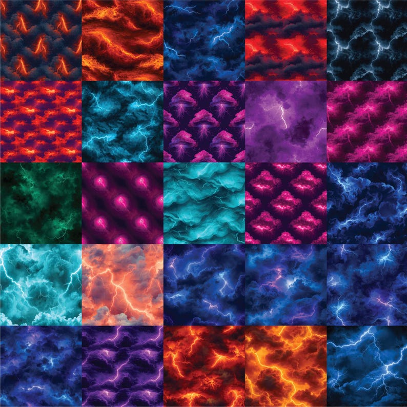 233 Lightning Seamless Digital Paper, Crackling Energy Digital Papers ...